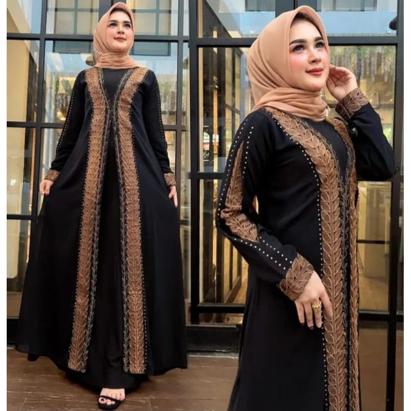 Jual GAMIS ABAYA TURKI MOTIF COKLAT GANDUM TERBARU// COD // CEK DULU ...