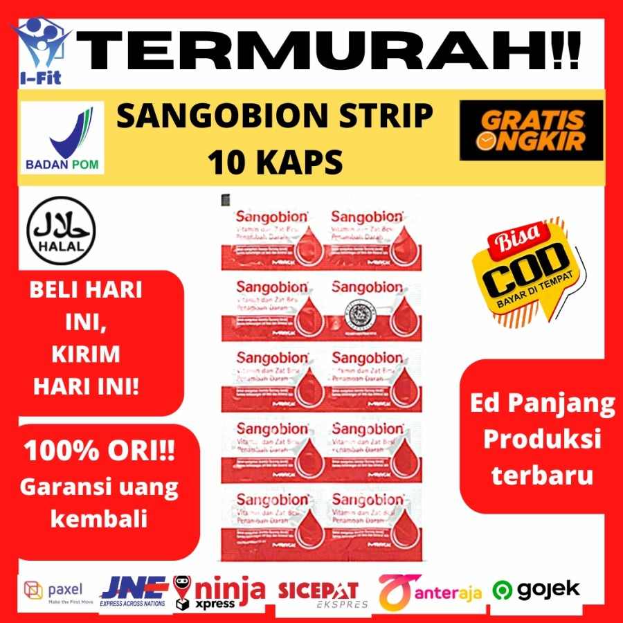 Jual Sangobion Strip 10 Kapsul Vitamin Zat Besi Penambah Darah Obat ...