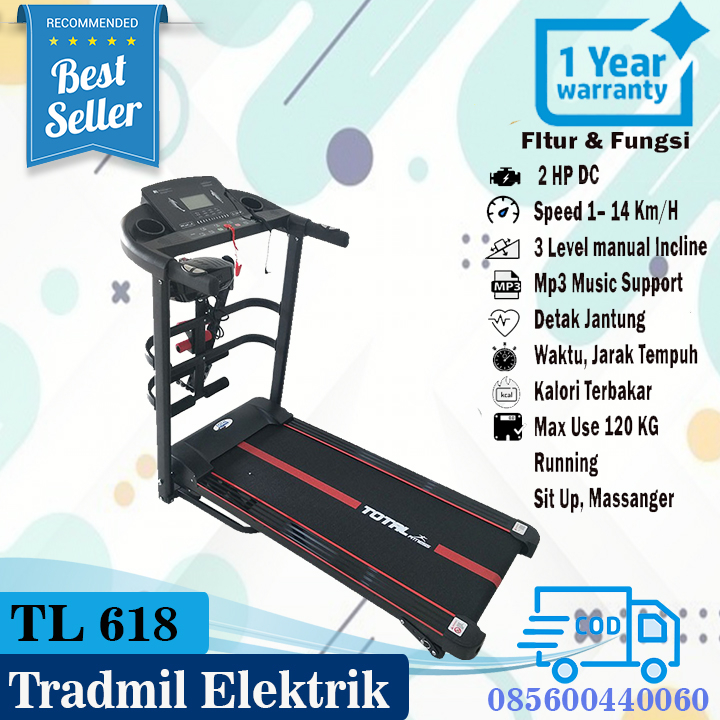 Jual Alat Olahraga Treadmill Elektrik TL 618 3 fungsi Pemakaian Alat ...