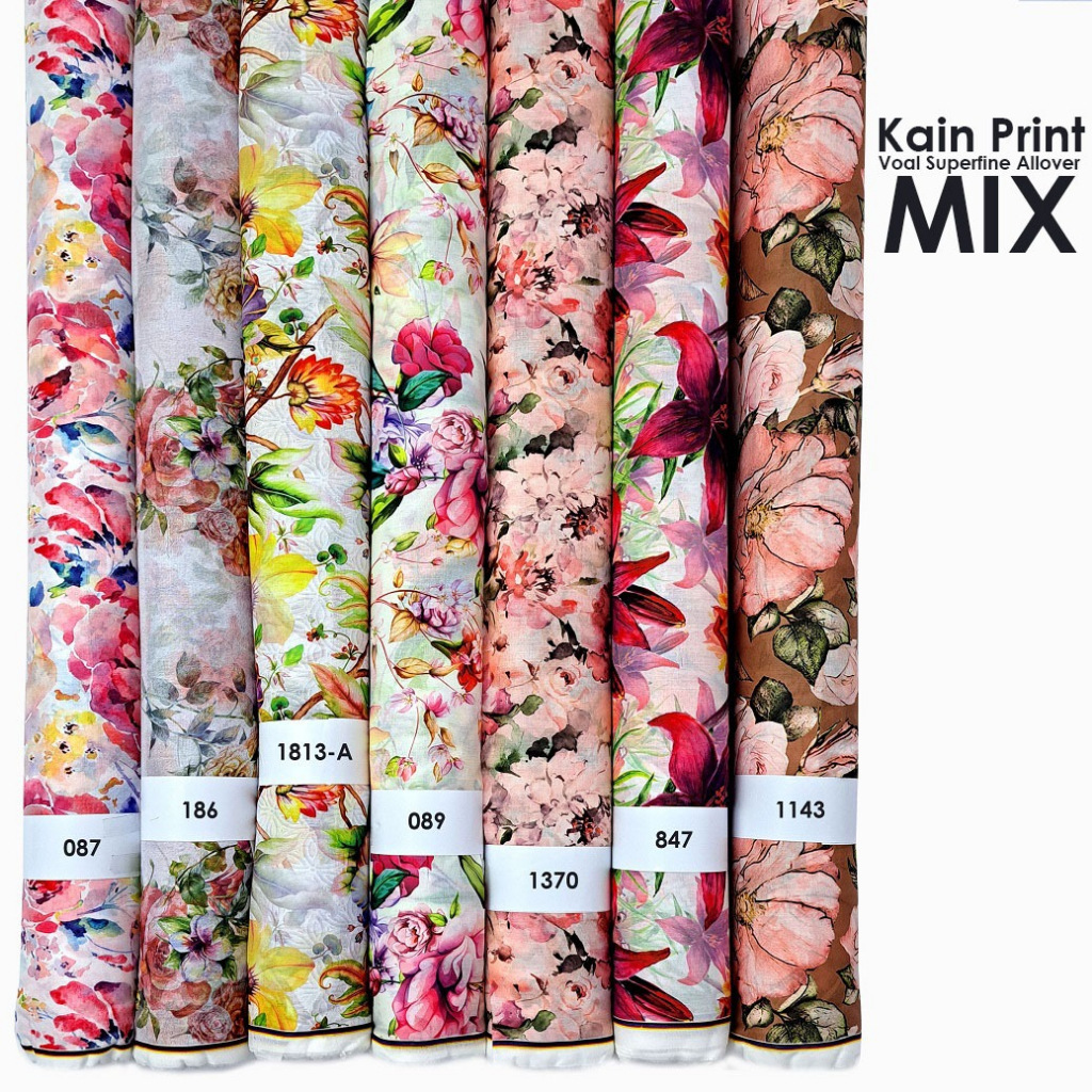 Jual Kain Printing Voal Superfine Allover Mix Design (0.5 meter ...