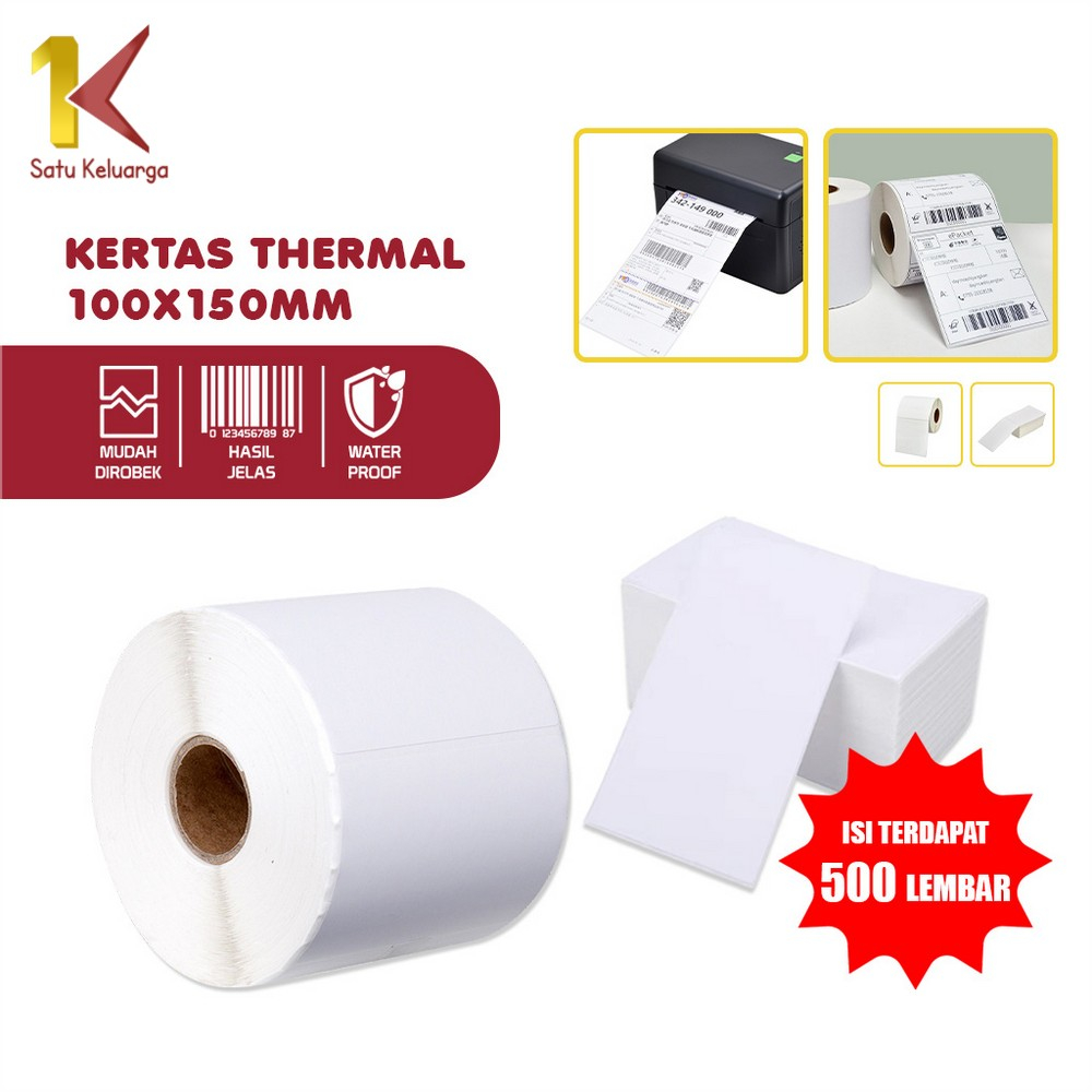 Jual Satu Keluarga Label Sticker Thermal 100x150 MM Isi 500 LEMBAR A72 Kertas Thermal Kertas ...