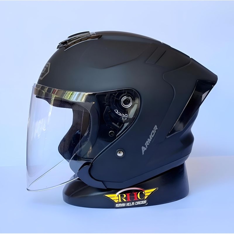 Jual helm JS armor half face solid sni warna dark grey gloss | Shopee ...