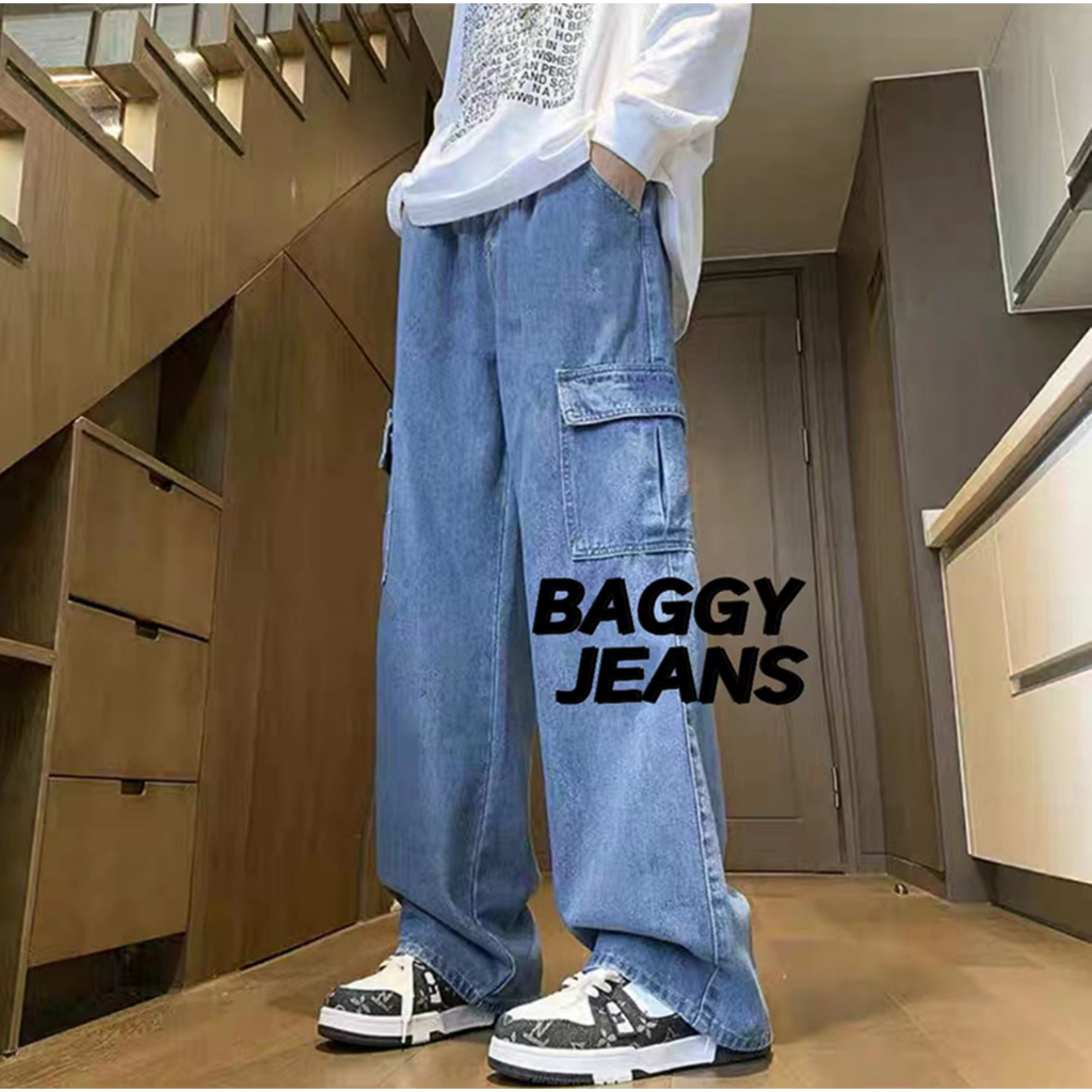 Jual celana cargo panjang pria celana kulot baggy straight jumbo gunung cargo pants cowok wide ...