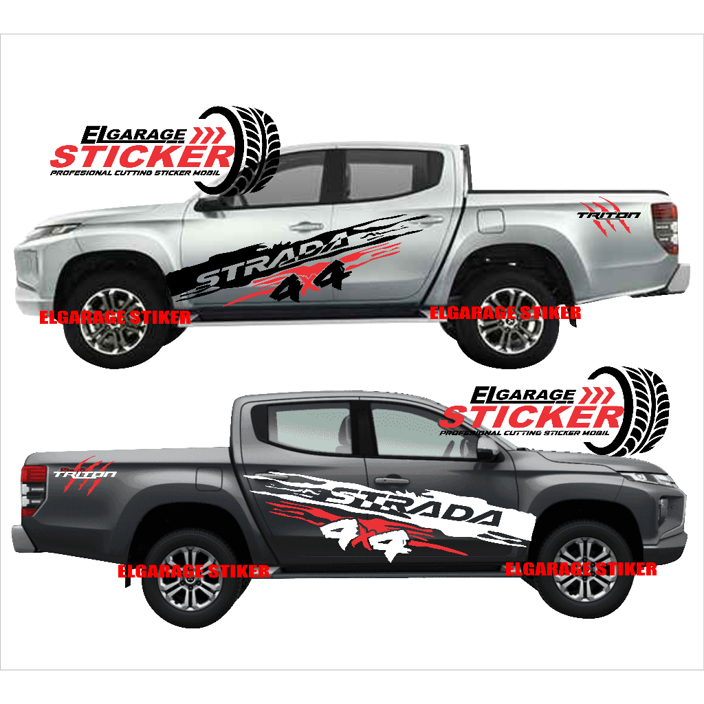 Jual stiker mobil 4x4 strada triton cutting striping stiker body ...