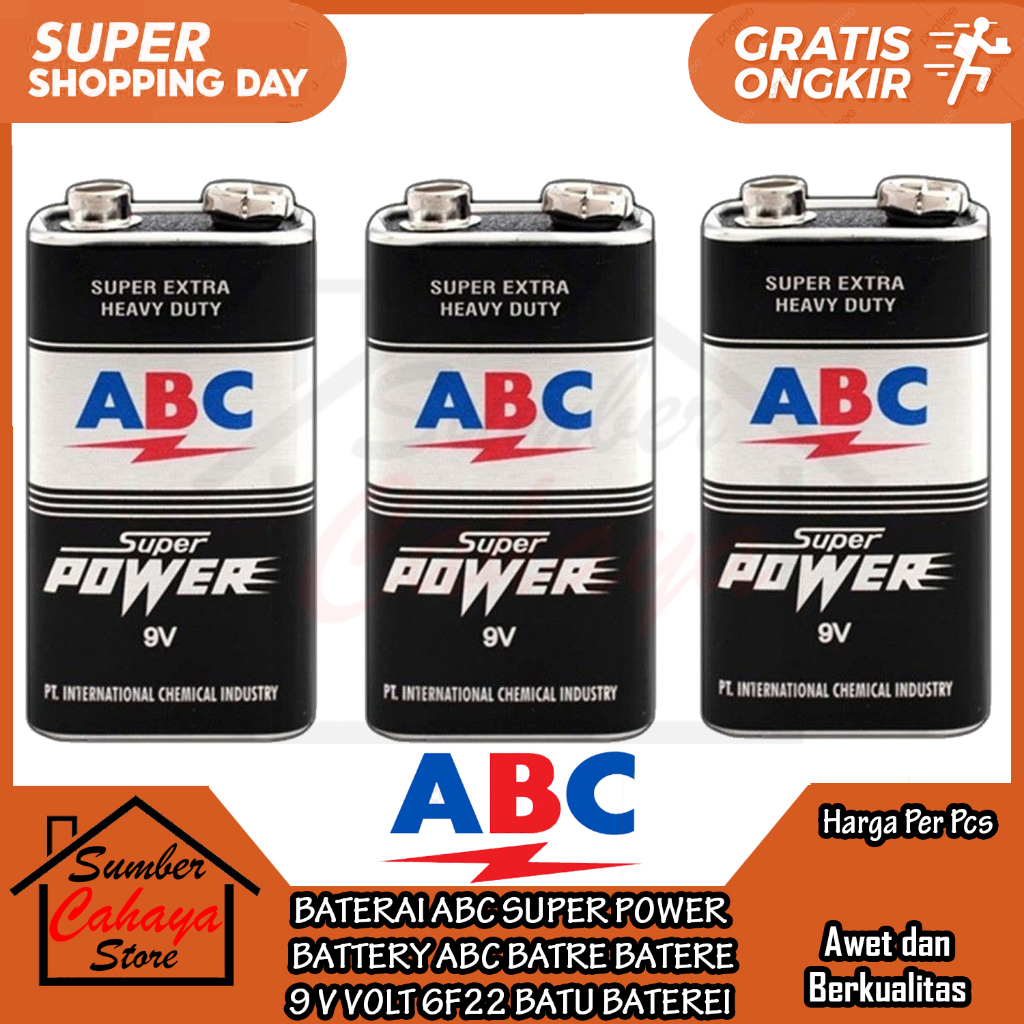 Jual Batere Primer Baterai Abc Super Power Kotak 9 V Volt 6f22 Isi 1 ...