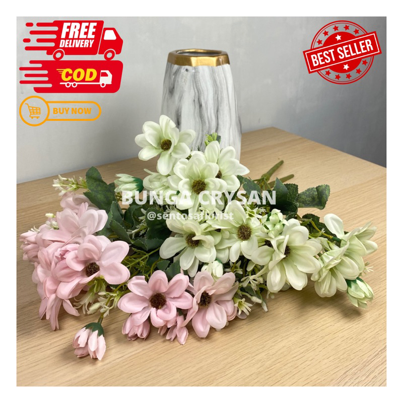 Jual BUNGA CRYSAN IMPORT/BUNGA CRYSAN BUCKET/BUNGA ARTIFICIAL IMPORT ...