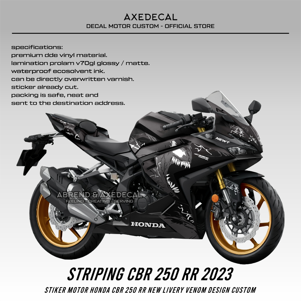 Jual STRIPING CBR 250 RR 2023 LIVERY VENOM DESIGN CUSTOM / STIKER MOTOR ...