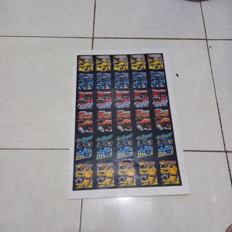 Jual lembaran A3 stiker bus sticker bis isi 30 campur jupiter mooneyes ...