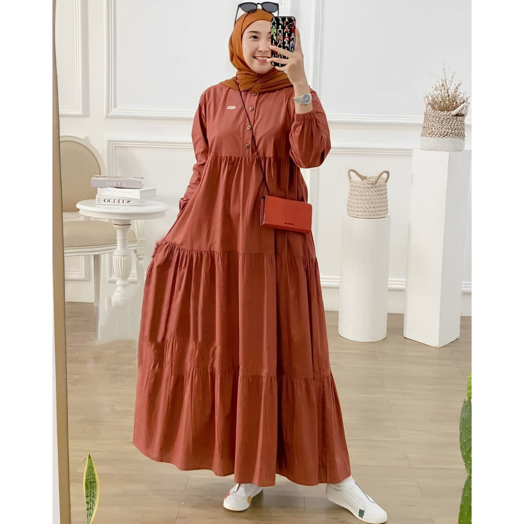 Jual Gamis Rayon Midi Dress Polos Panjang Muslim Wanita Kirania Gamis ...