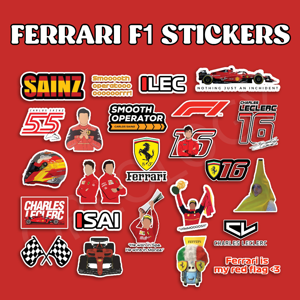 Jual Stiker F1 Ferrari (Carlos sainz and Charles Leclerc) vinyl glossy ...