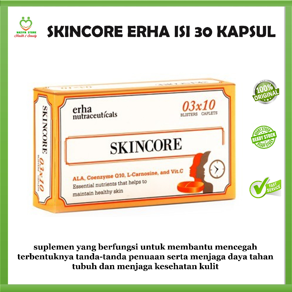 Jual SKINCORE ERHA Suplemen Kulit & Tubuh Per BOx isi 30 kapsul) Anti ...