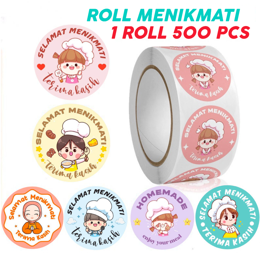 Jual Stiker 500 Pcs Label Sticker Selamat Menikmati Makanan Thank You 2 ...