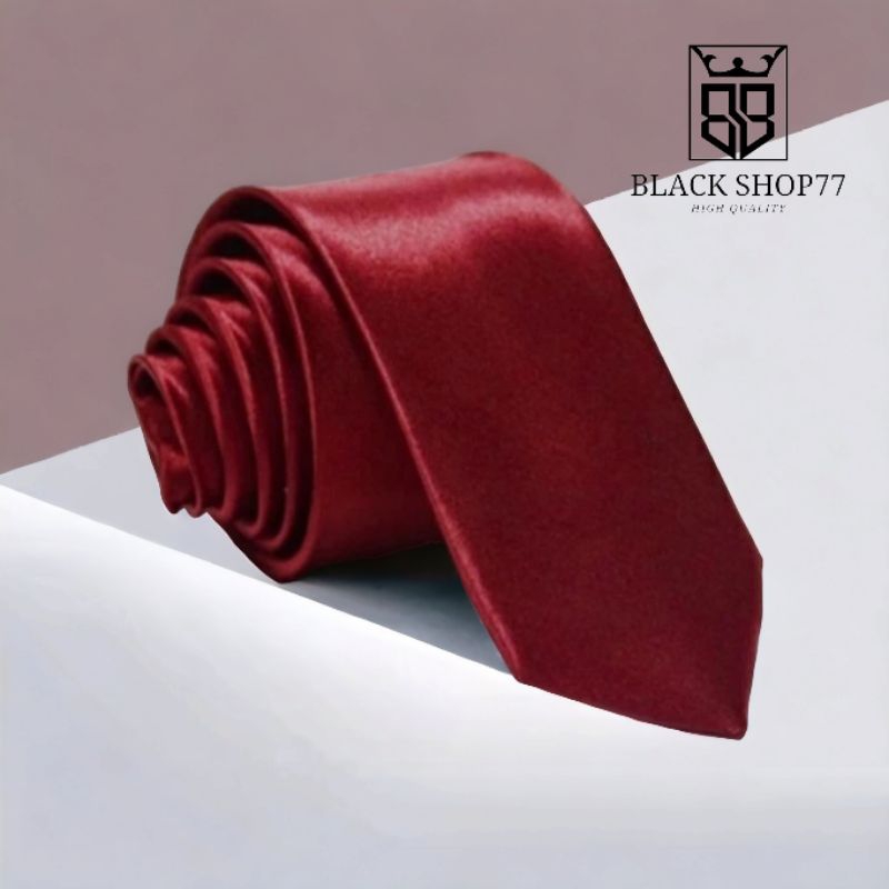 Jual Dasi Pria Dasi Panjang Dasi Satin Polos Merah Maroon 3 Inchi 8 Cm ...
