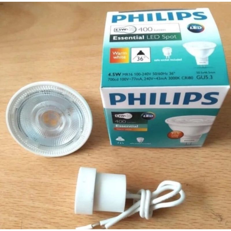 Jual Lampu Halogen 220v 3Watt 4,5Watt Mr16 Cahaya Putih/Warm WW Philios | Shopee Indonesia