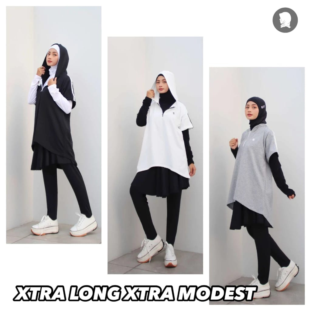 Jual Jaket Hoodie Asimetris Long Sport Wanita Muslimah untuk Olahraga ...