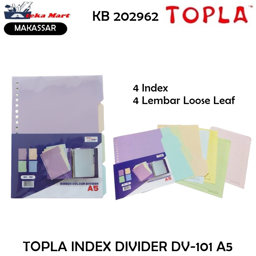 Jual TOPLA INDEX DIVIDER DV-101 A5 PEMBATAS BINDER | Shopee Indonesia
