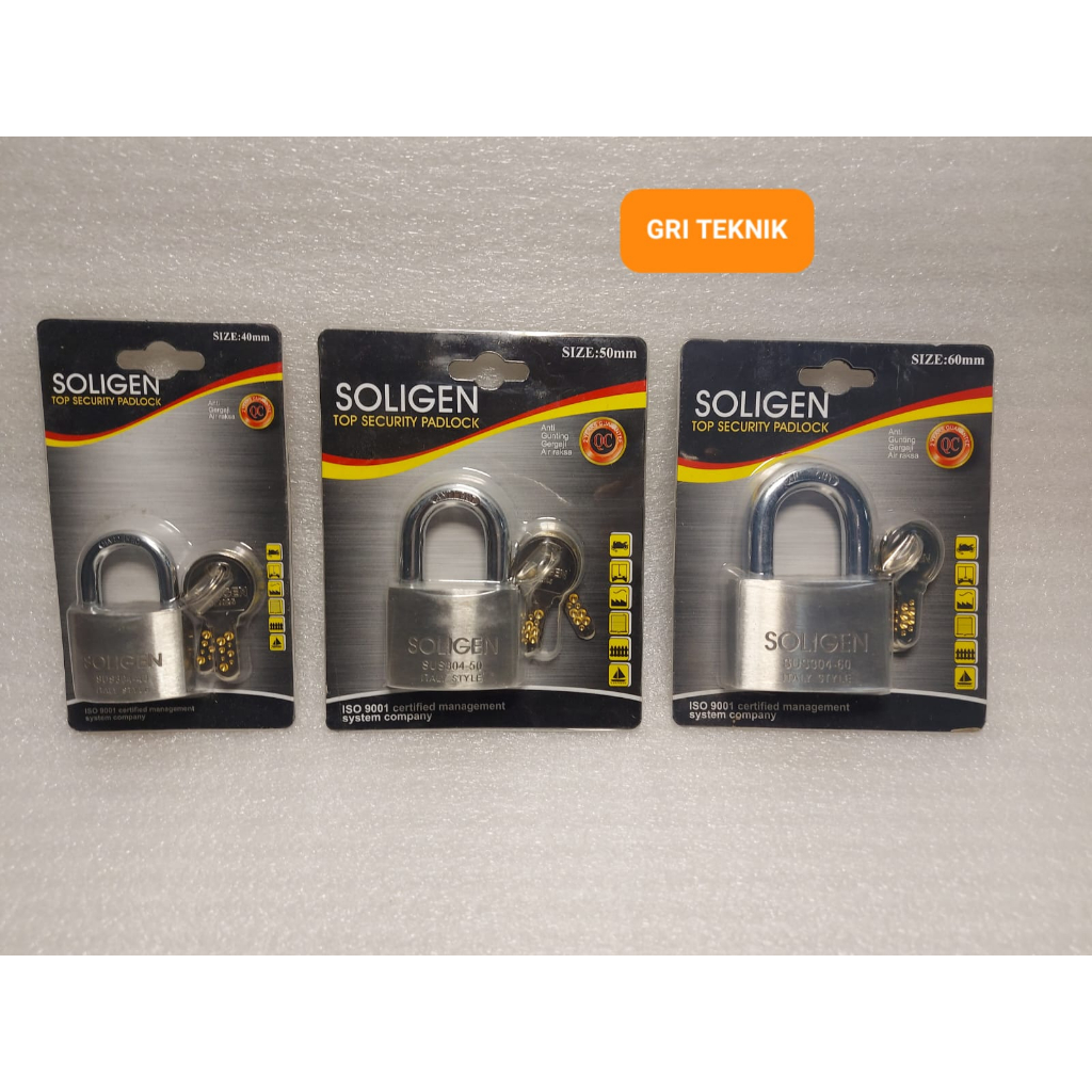 Jual ASLI SOLIGEN !!! GEMBOK STAINLESS SUS 304 SOLIGEN PENDEK UKURAN 40 ...