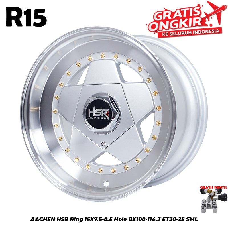 Jual Velg celong mobil Vios Yaris ring 15 HSR AACHEN R15 lebar 7,5/8,5 Pcd 4X100/114,3 ET30/25 ...