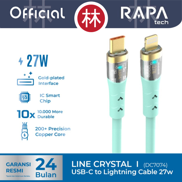 Jual PBA Kabel Data RAPA LINE CRYSTAL I USB-C to Lightning Cable 27W ...