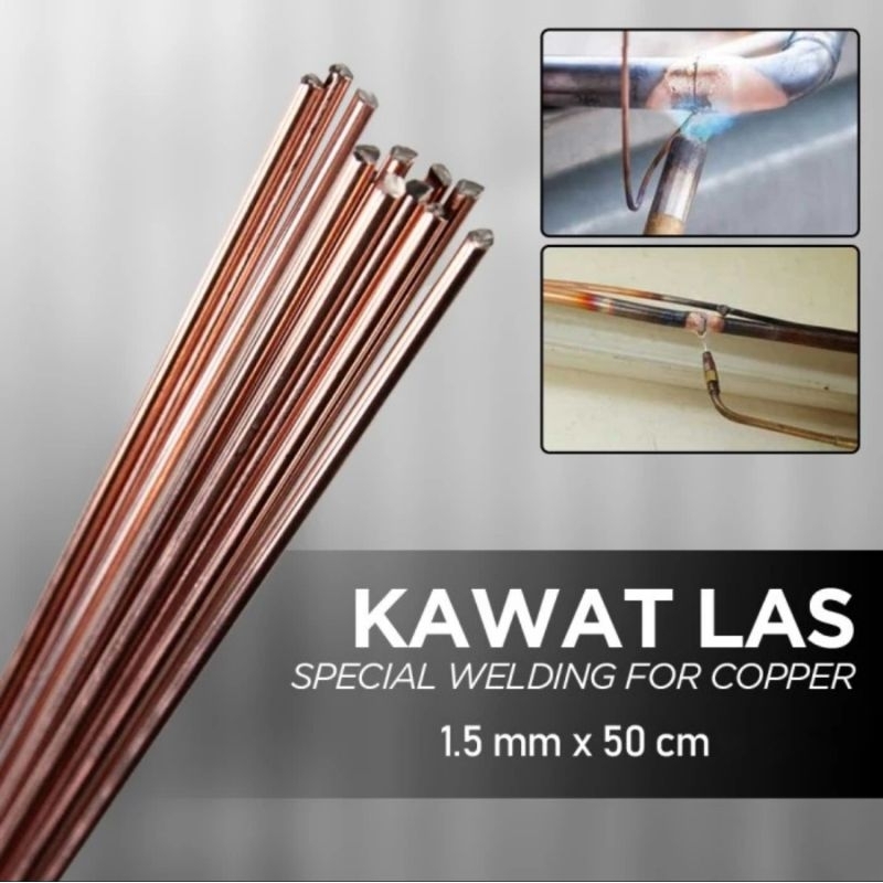 Jual Kawat Las TEMBAGA Dim Kecil 1.5mm Las Cooper Pipe Tembaga Kawat Las Pipa 50cm | Shopee ...