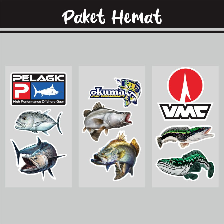 Jual Stiker Pancing paket Hemat Premium Sticker Mancing untu Tackle Box ...