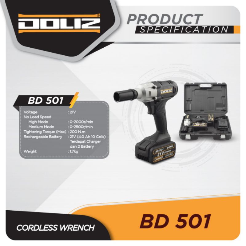 Jual Doliz Cordless Drill 21V BD501 (1.5 AH) 10 mm | Shopee Indonesia