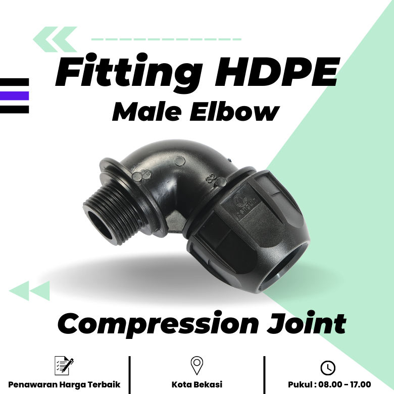 Jual Sambungan Pipa HDPE L Knee Drat Luar / Elbow Male Thread 25mm x ...