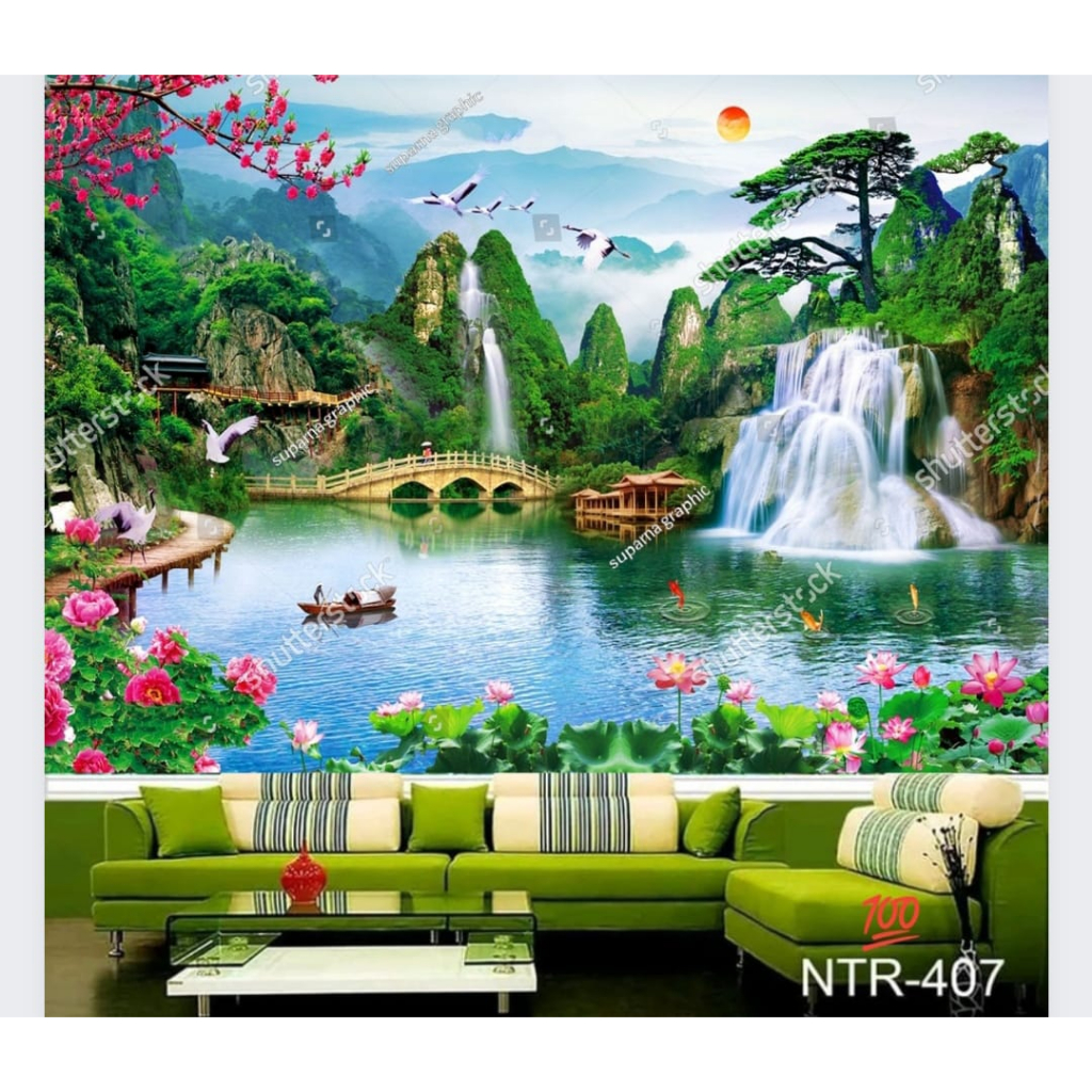 Jual WALLPAPER DINDING TERBARU PEMANDANGAN ALAM AIR TERJUN 3D ...