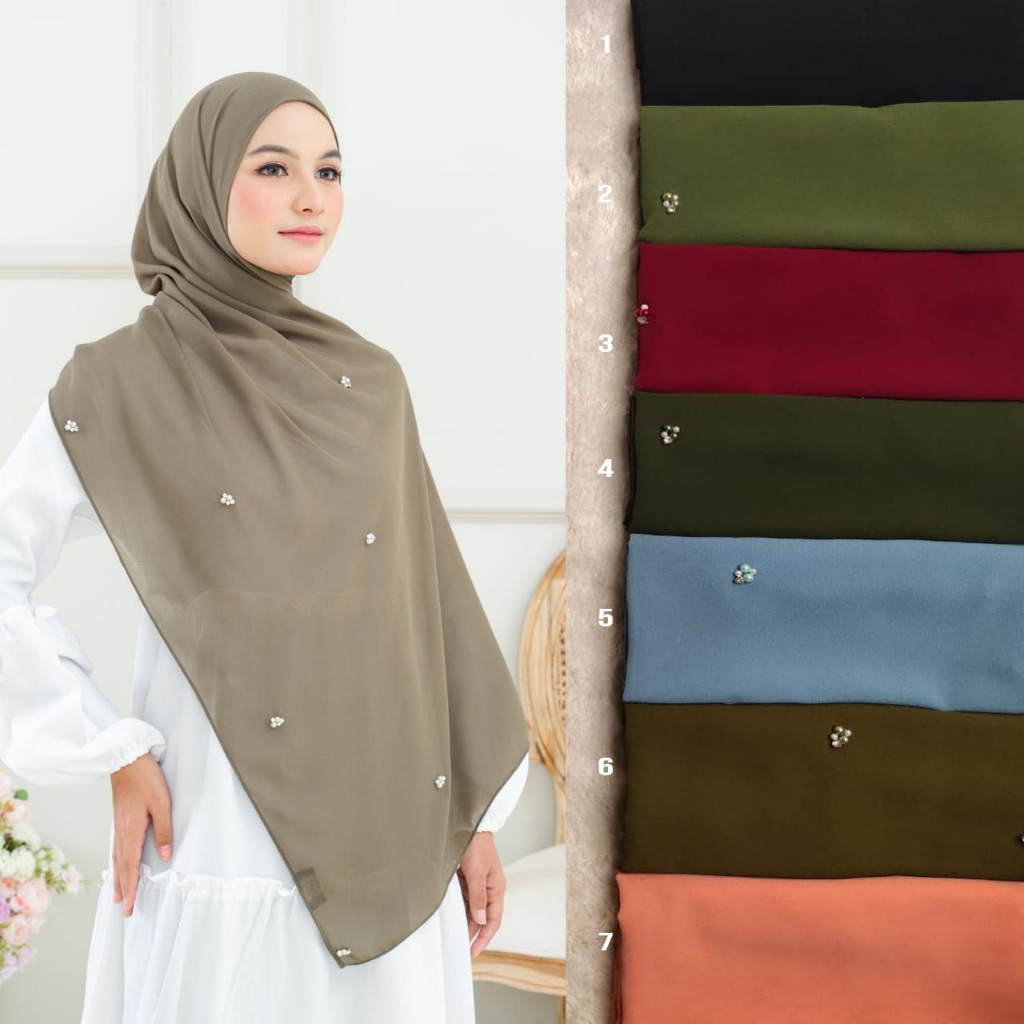 Jual Pashmina hijab Farda sifon ceruty manik payet by Hay! COD | Shopee ...