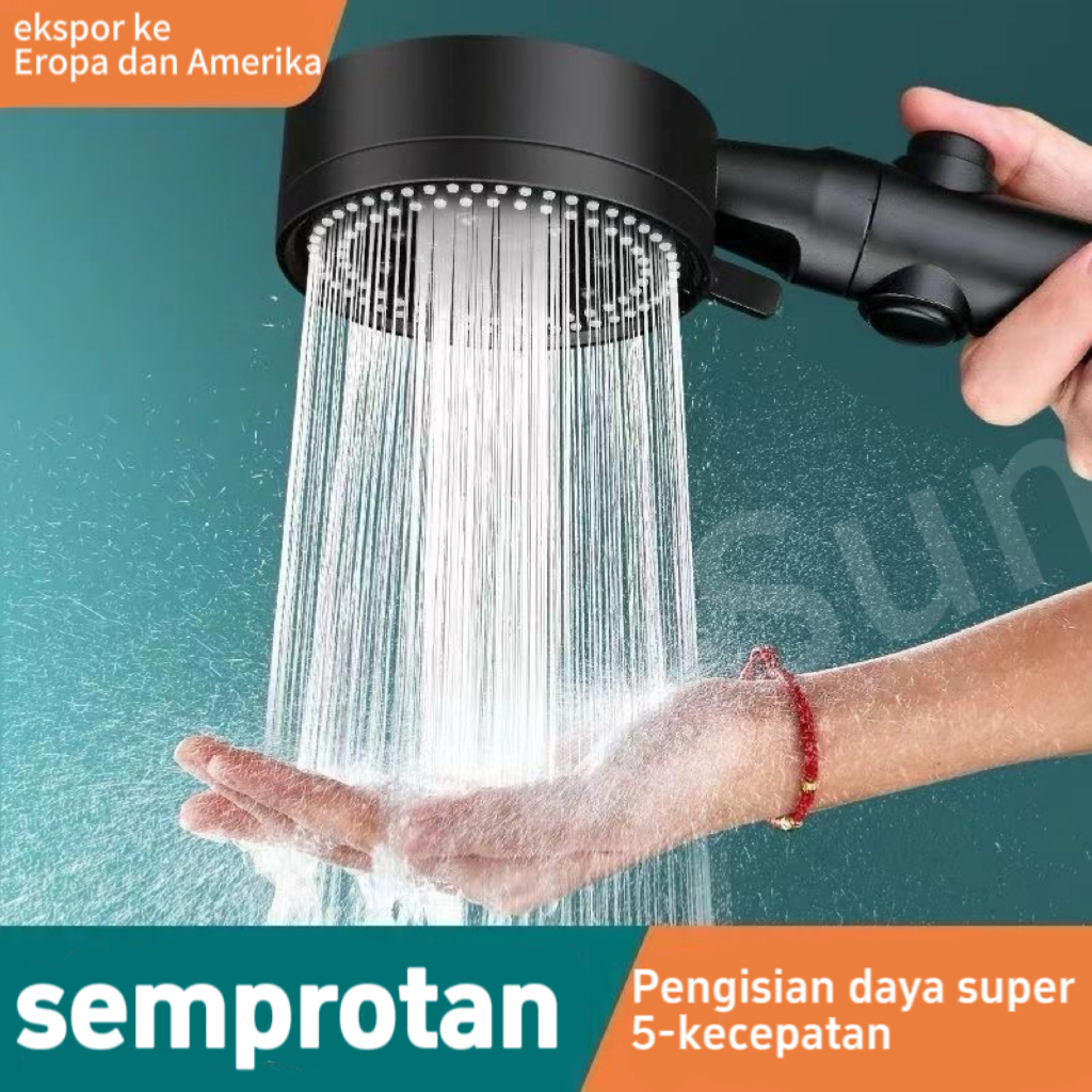 Jual Kepala Shower Mandi Hitam Premium 5 Mode Air Shower set Head Shower Handheld Shower Kamar ...