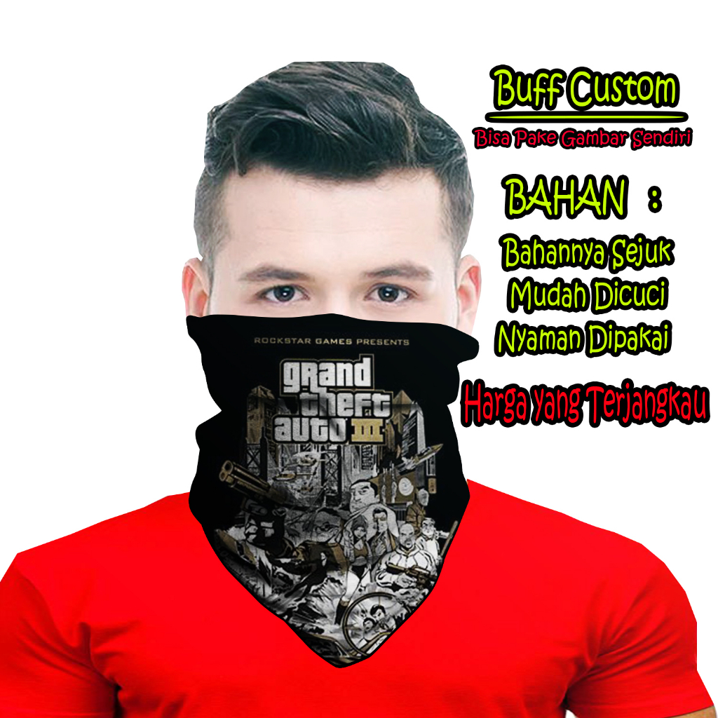 Jual masker buff motif GTA (Bisa Pakai Gambar SendirI) | Shopee Indonesia