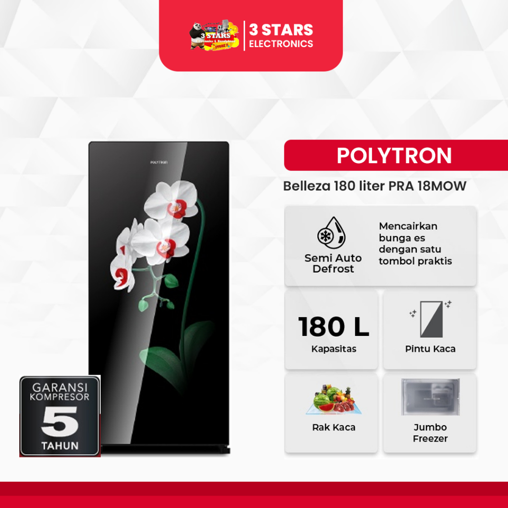 Jual Polytron Kulkas 1 Pintu PRA 18MOW / 18 MO MOW 180L White Orchid ...