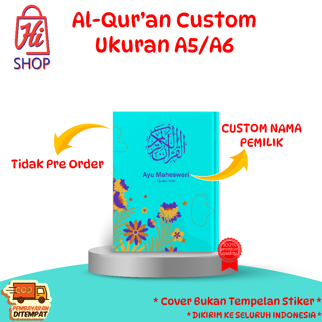 Jual Al Quran A5 A6 Custom Nama Hardcover (Free Tulis Nama di Cover) HS ...