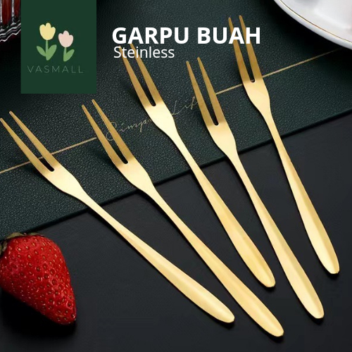 Jual VASMALL - GARPU MINI STAINLESS STEEL | GARPU BUAH DESSERT TUSUKAN ...