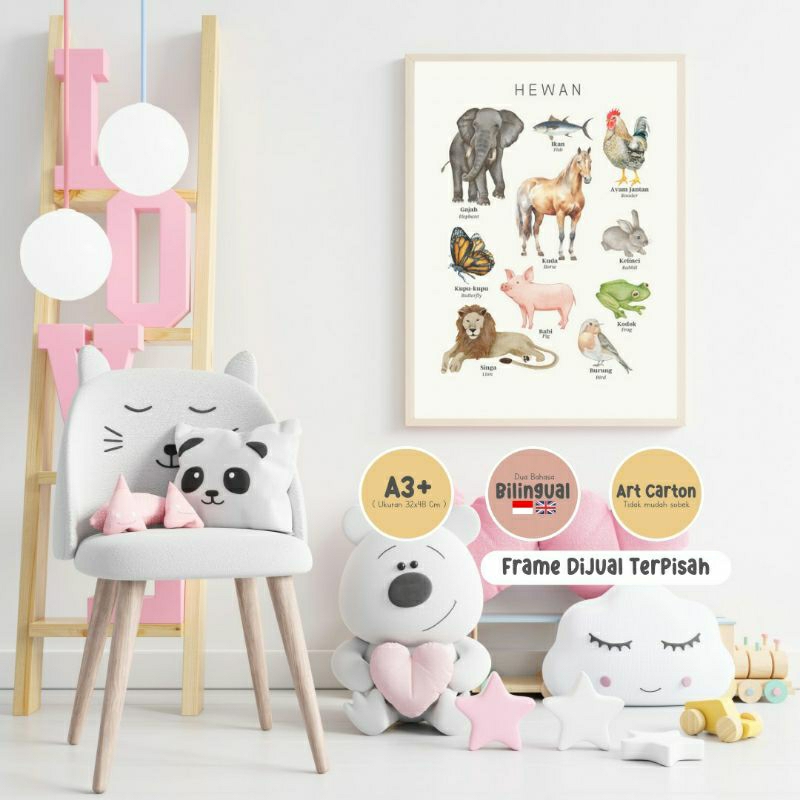 Jual BEBEGENIC - SERI POLOS Poster Edukasi Anak [ VARIASI HEWAN ...