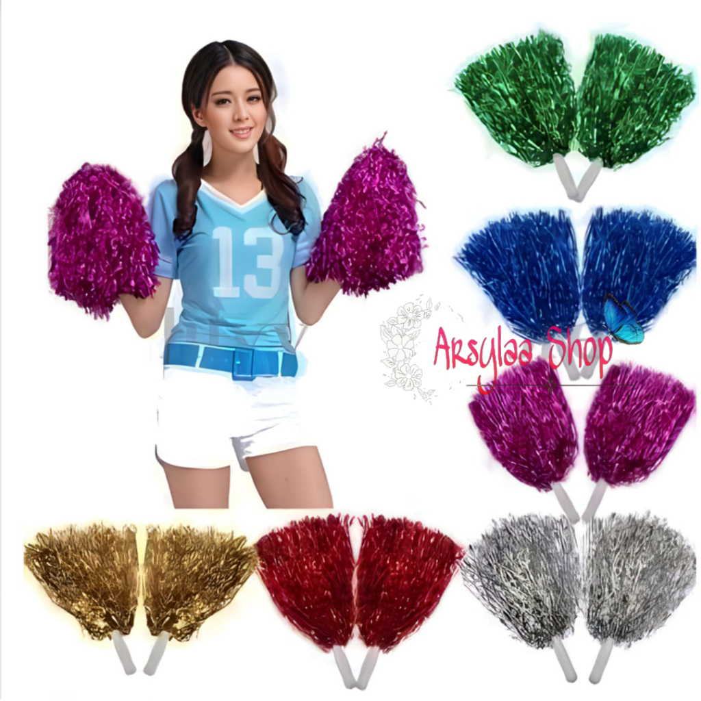 Jual Pompom Cheerleader / Pompom Rumbai Foil / Pom Cheer / Cheering Pompom / Pompom Pemandu ...