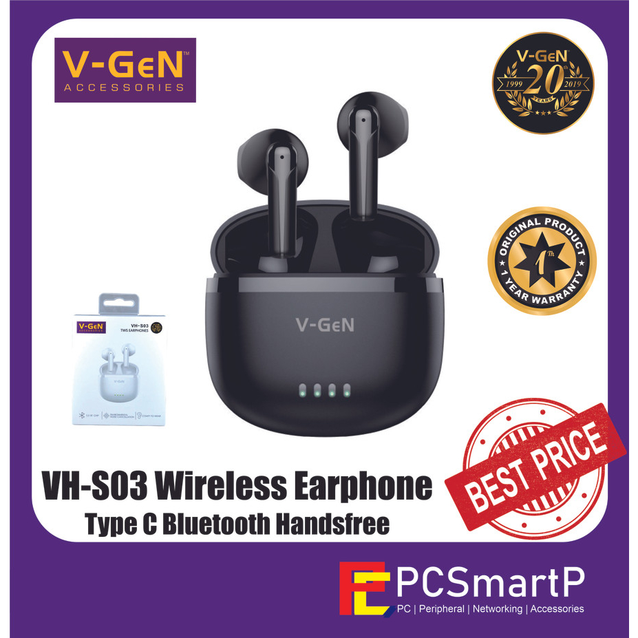 Jual Earphone V-GeN TWS VH-S03 Wireless ENC Type C Bluetooth Handsfree ...