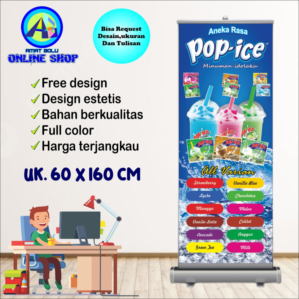 Jual SPANDUK POP ICE UKURAN 60X160 BISA REQUEST | Shopee Indonesia