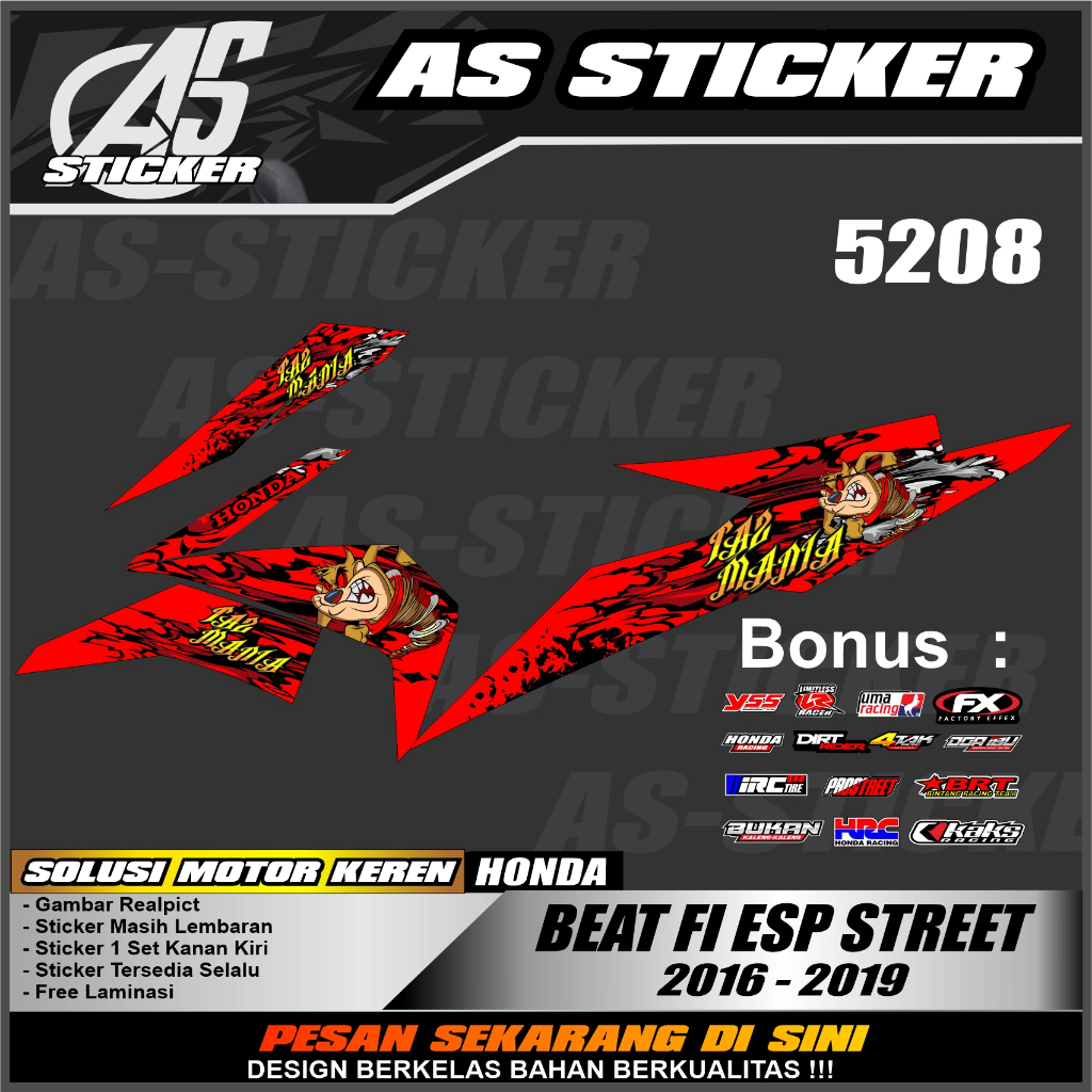 Jual 5208a COD Sticker Striping Beat fi esp streat 2016- 2019 Desain ...