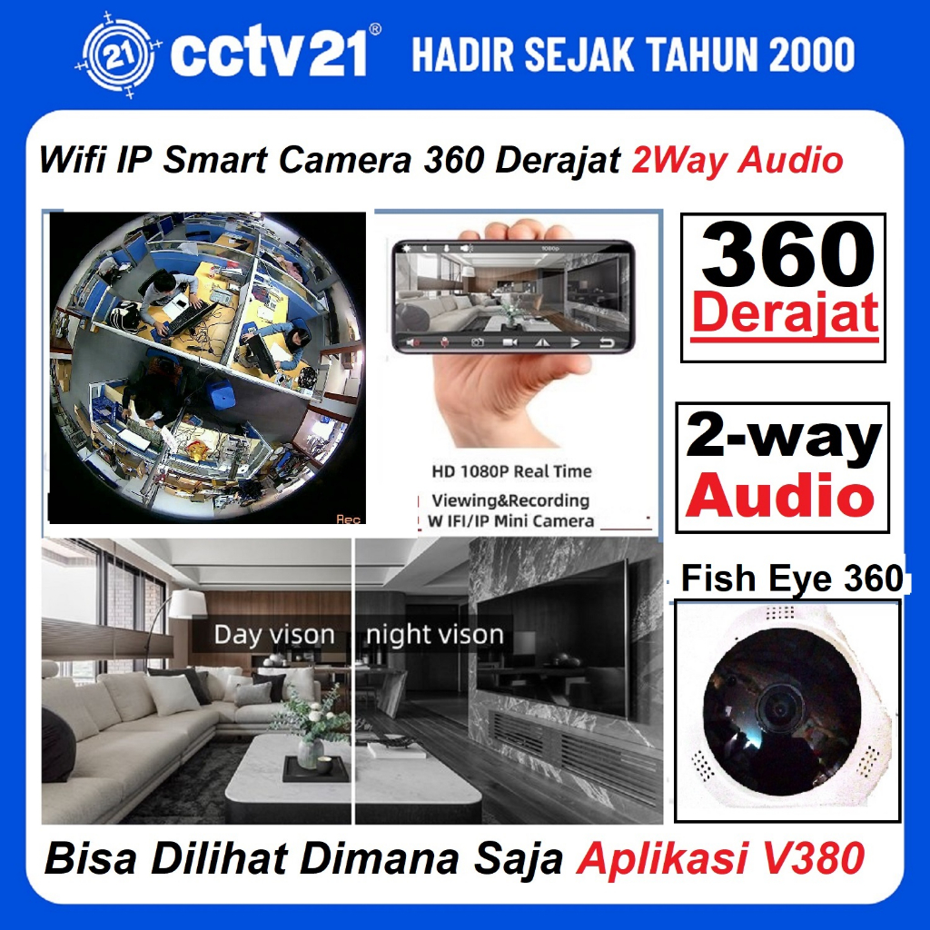 Jual IP Camera -CCTV Wireless Fish Eye 360 Derajat 2Way Audio Aplikasi ...