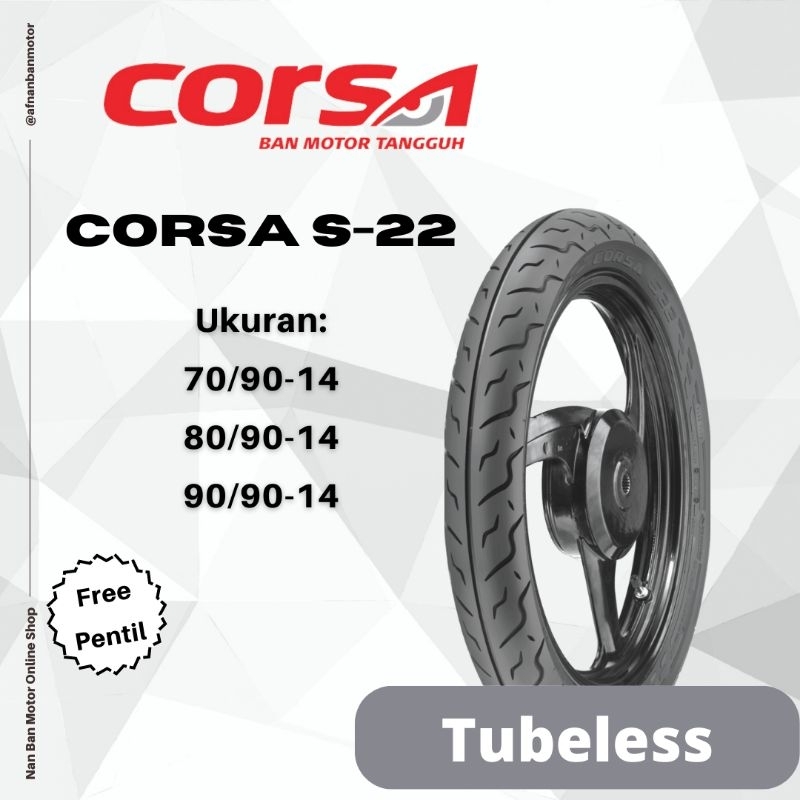 Jual BAN MOTOR CORSA S22 UKURAN 70/90-14, 80/90-17 & 90/90-14 | Shopee ...