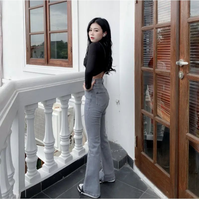 Jual Celana Cutbray Jeans Premium Super | High Waist Cutbray Streach ...