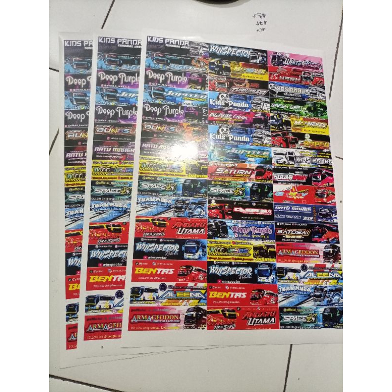 Jual 3 lembar sticker bus basuri kids panda camur dalm 1 lembar isi ...