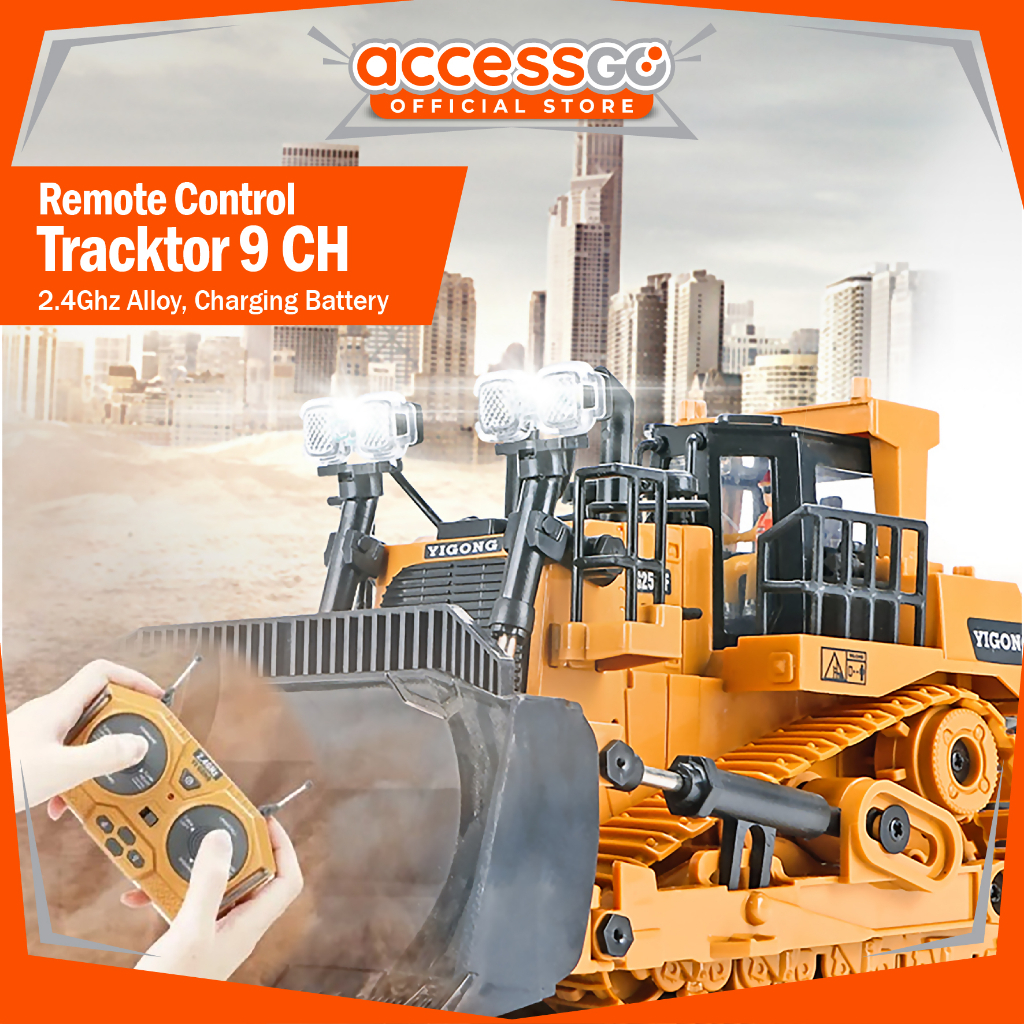 Jual Mainan Traktor Remote Control Tracktor 9 CH 2.4Ghz Alloy Charging ...