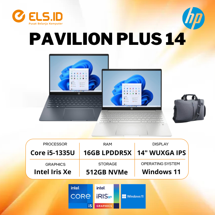 Jual HP Pavilion Plus 14 Core i5 1335U 16GB SSD 512GB iRisXe 14" WUXGA ...