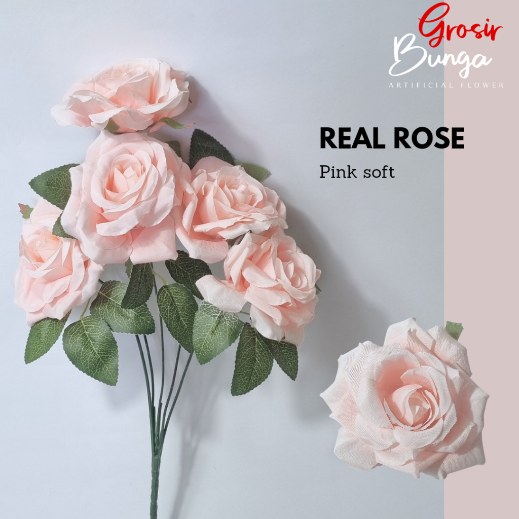 Jual Bunga Mawar Real Rose 1 tangkai Cabang 5 Artificial ( All varians ...