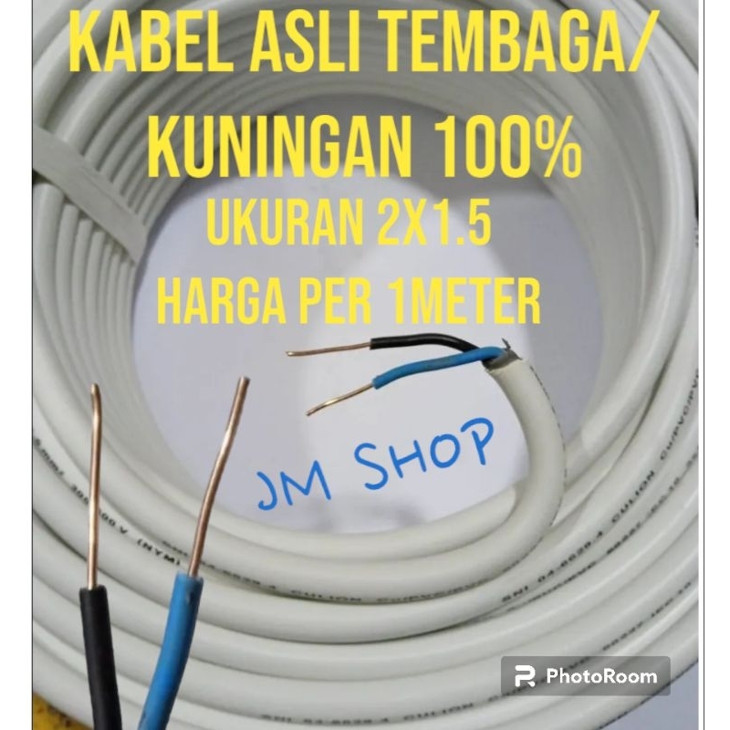 Jual KABEL LISTRIK NYM 2X1.5 ASLI TEMBAGA/KUNINGAN | Shopee Indonesia