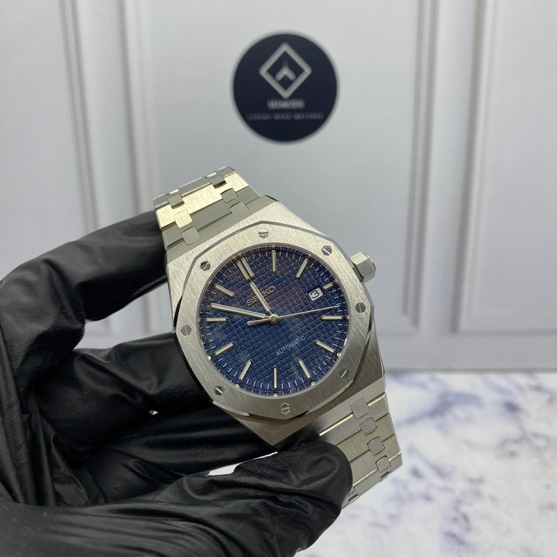 Jual Jam Tangan Seiko Mod Royal Oak Navy Blue Dial Waffle AP NH35 ...