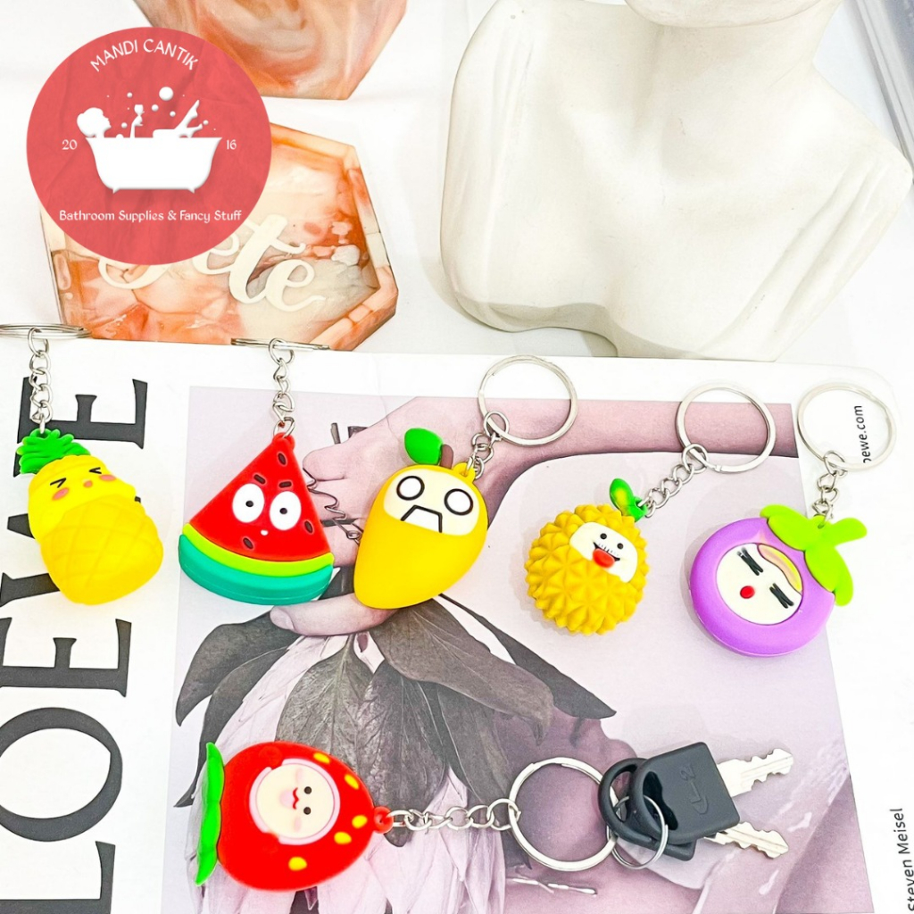 Jual GANTUNGAN KUNCI BUAH MUKA GK-1006 GANCI KEYRING KEYCHAIN SEMANGKA NANAS DURIAN TERONG ...