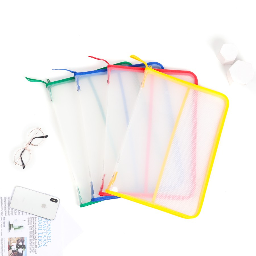 Jual Figo Map Plastik Resleting Jaring Zipper Bag File F4 Hitam